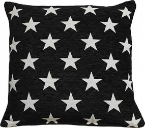 Povlak na polštář Stars – černý 45 × 45 cm