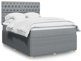 Box spring postel s matrací světle šedá 140 x 190 cm textil 3294358