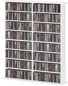 HOMCOM Úložný prostor na CD a DVD, multimedia úložná jednotka se 16 přihrádky a 12 nastavitelnými policemi, maximální kapacita 720 CD/396 DVD a Blu-r…