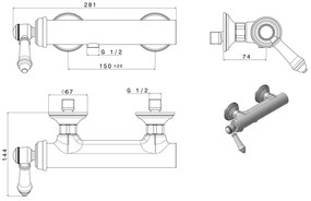 Sapho, VIENNA nástěnná sprchová baterie, chrom, VO011