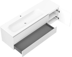 Mexen Orio, koupelnová skříňka 160 cm s umyvadlem Vela vlevo, 2S, 1D, bílá matná, 91A13-16047-3-BBFFFF01-W23L01