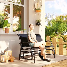 Outsunny Houpací křeslo 2-sedák Zahradní lavice Zahradní houpačka Lavice Sedadlo Park Lavice Kovový zahradní nábytek Černá 120 x 70 x 88 cm | Aosom