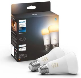 Philips hue 8719514328242 led žárovky set 2x6w | e27 | 800lm | 2200-6500k - sada 2ks, stmívatelné, bluetooth, zigbee, white ambiance, bílá