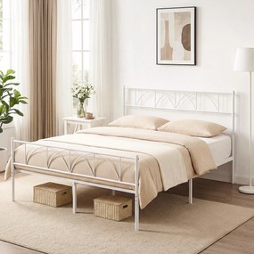 HOMCOM rám postele 160x200 cm s čelem postele, kovovým roštem a úložným prostorem pod postelí