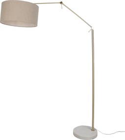 Stojací lampa zlatá nastavitelná s béžovým stínidlem z teddy látky 50 cm - Editor