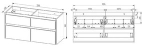 EBS Duomo Skříňka umyvadlová 121 cm, bílá lesklá S_DUOMO121BBU