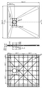 BPS-koupelny Čtvercová akrylátová sprchová vanička HYD-SSV-JUKO 90x90 černá