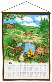 Forbyt Textilní kalendář 2024 Myslivecký s hůlkou, 46 x 65 cm