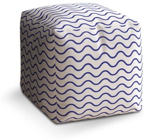 Sablio Taburet Cube Modré vlnky: 40x40x40 cm