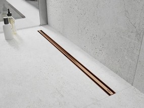 Mexen Flat 360° Slim otočný lineární odtok 50 cm, kartáčovaná měď - 1C41050