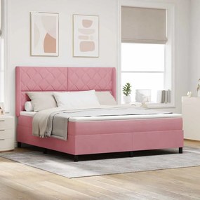 Postel s boxspringem s čelo Růžová 180 x 200 cm samet 3342079