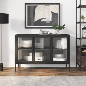 Příborník Černý 105 X 35 X 70 Cm Sklo A Ocel