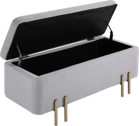 HOMCOM úložný otoman s potahem, 70L, s kovovými nohami do vstupu a obývacího pokoje, 100x40x42 cm, světle šedý | Aosom