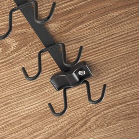 METALTEX Držák na na kuchyňské náčiní s 10 háčky, závěsný pod polici, bez montáže, MYHOOKG LAVA, černý