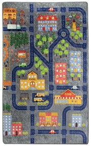 Dětský koberec Malé město 140x190 cm šedý