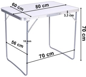 Campingový rozkládací stůl CORN 80x60 cm bílý