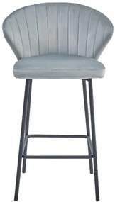 Sametová barová židle Bergamo stříbrno šedá
