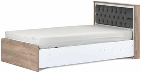 Studentská postel 120x200 s výklopným úložným prostorem Brian - dub/bílá