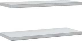 Nástěnné police 2 ks 75 x 30 cm stříbrné nerezová ocel 30282