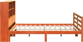 Postel s knihovnou bez matrace hnědá 200 x 200 cm masivní dřevo 3321921