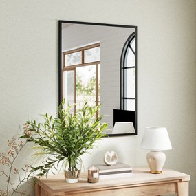 HOMCOM obdélníkové nástěnné zrcadlo 76×101 cm — černý MDF rám, do koupelny i obýváku