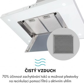 Klarstein Valeria, digestoř, 90 cm, ostrůvková, 650 m³/h, dotykový panel, LED, sklo, nerezová ocel, bílá