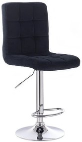 LuxuryForm DESIGN Barová židle TOLEDO VELUR na stříbrné kulaté podstavě - černá