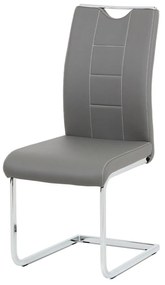 Jídelní židle DCL-411 GREY, šedá koženka, chrom