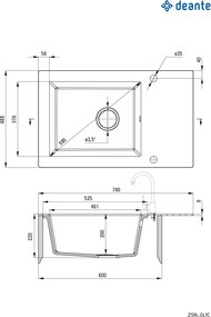 Deante Dřez Andante Glass s odkapávačem, sklo + granit - ZSN GL1C