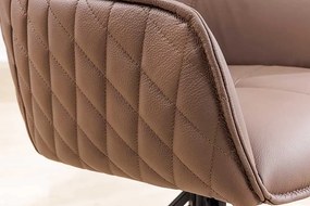 Designová otočná židle Natasha hnědá kůže
