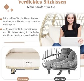 Costway Proutěné křeslo ve tvaru vejce Oversized vnitřní