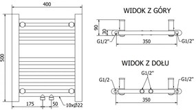 Mexen Mars, elektrické topné těleso 500 x 400 mm, 300 W, černá, W110-0500-400-6300-70