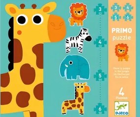 DJECO Puzzle Džungle 4v1 / 3, 4, 5, 6 dílků / od 2 let