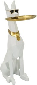 Dekorativní soška Dog Ory s podnosem 74 cm bílá