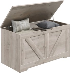 HOMCOM úložný truhla do ložnice 100 L, sedací truhla s víkem, bezpečnostní panty, 80x40x45 cm, šedá