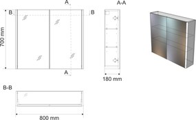 Aqualine Aqualine, DENEB galerka 80x70x18cm, bílá mat, DN080