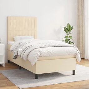 vidaXL Box spring postel s matrací 80 x 200 cm textil [3141891] Barva: krémová