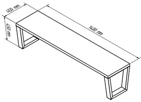 Wuders Lavice Amadeus s masivní jasanovou deskou 2200 x 450 mm