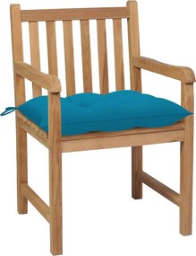 Zahradní židle 6 ks se světle modrými poduškami masivní teak 3073050