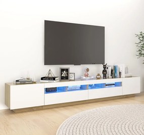 vidaXL TV skříňka s LED osvětlením 260x35x40 cm [3120173] Barva: bílá s vysokým leskem