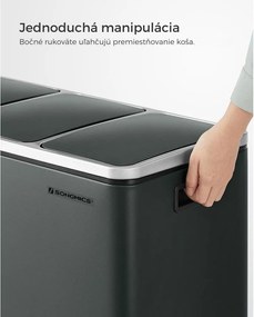 Koš na třídění odpadu SORT 54 l (3×18 l), antracitová/stříbrná SongmicsHome