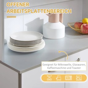 HOMCOM Moderní kuchyňský bufetový kabinet s vícero úložnými prostory, 6 dveří, 1 šuplík + velká pracovní deska, rozměry 101L x 39W x 180H cm v bílé a…
