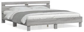 Rám postele s čelem šedý sonoma 160 x 200 cm kompozitní dřevo
