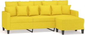 3místná pohovka s podnožkou světle žlutá 180 cm textil 3201094