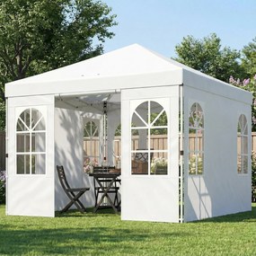 Outsunny skládací altán 3x3 m Pop-up s UPF50+ 4 odnímatelné boční díly nastavitelné výšky a cestovní taška bílá