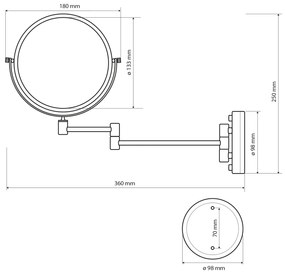 Sapho Kosmetické zrcátko zvětšovací, oboustranné, bronz - XP012