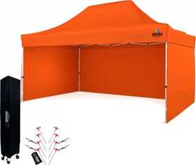 BRIMO Nůžkový párty stan SUPER 3x4,5 m 3 stěny oranžový