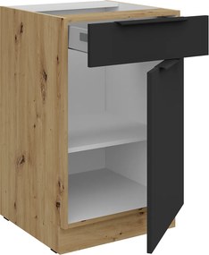 ARIA ac | dolní skříňka 50 D 1F 1S policová se zásuvkou | 50 cm | PREMIUM BOX | artisan/černá