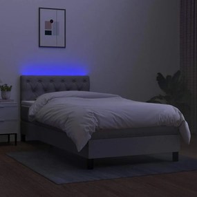 Box spring postel s matrací a LED světle šedá 80x200 cm textil 3133349