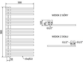 Mexen Neptun, topné těleso 900x500 mm, 291 W, zlatá lesklá, W101-0900-500-00-50
